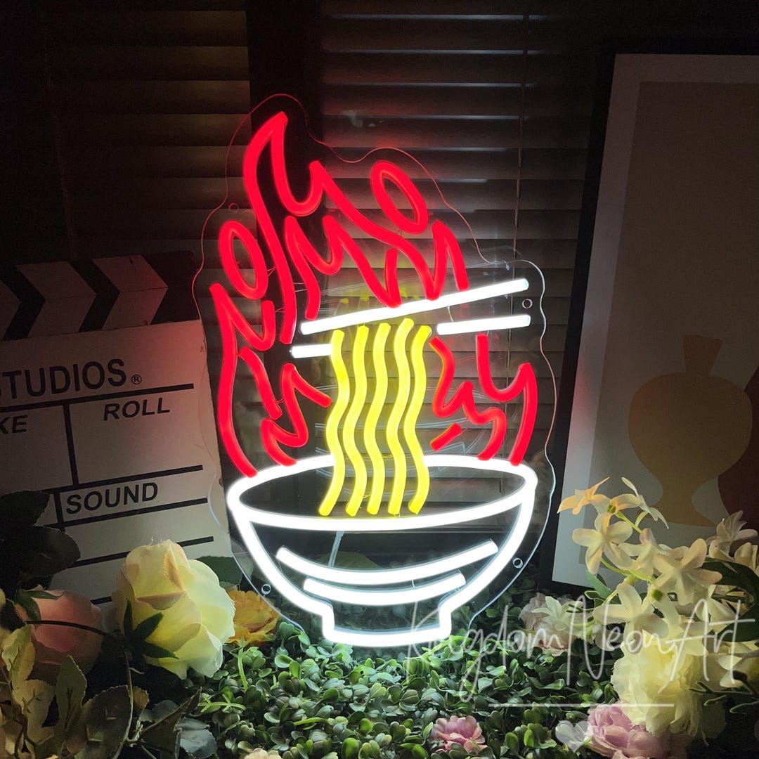 Fire Ramen Neon Sign Japanese Ramen Led Light Custom Neon Sign ...