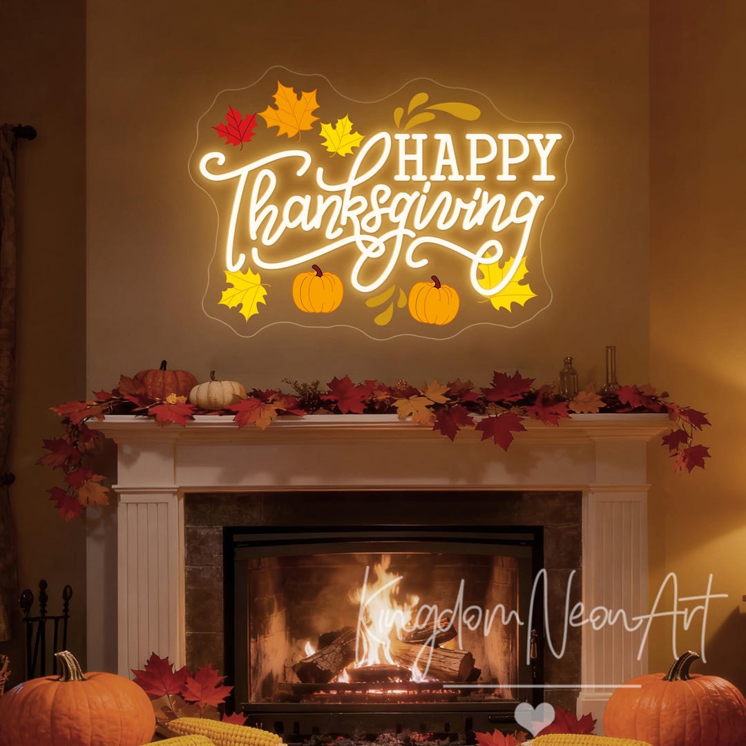 Happy Thanksgiving Neon Sign: Custom UV Printed Party Decor - Etsy