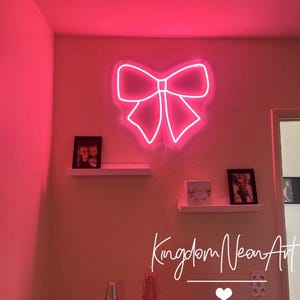 Pink Bow Neon Sign, Custom LED Light, Girls Room Decor - Etsy