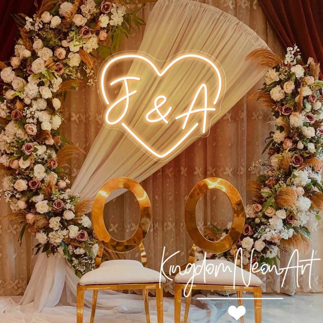 Custom Initials Name Neon Sign Wedding Initial Name Neon Light Circle ...