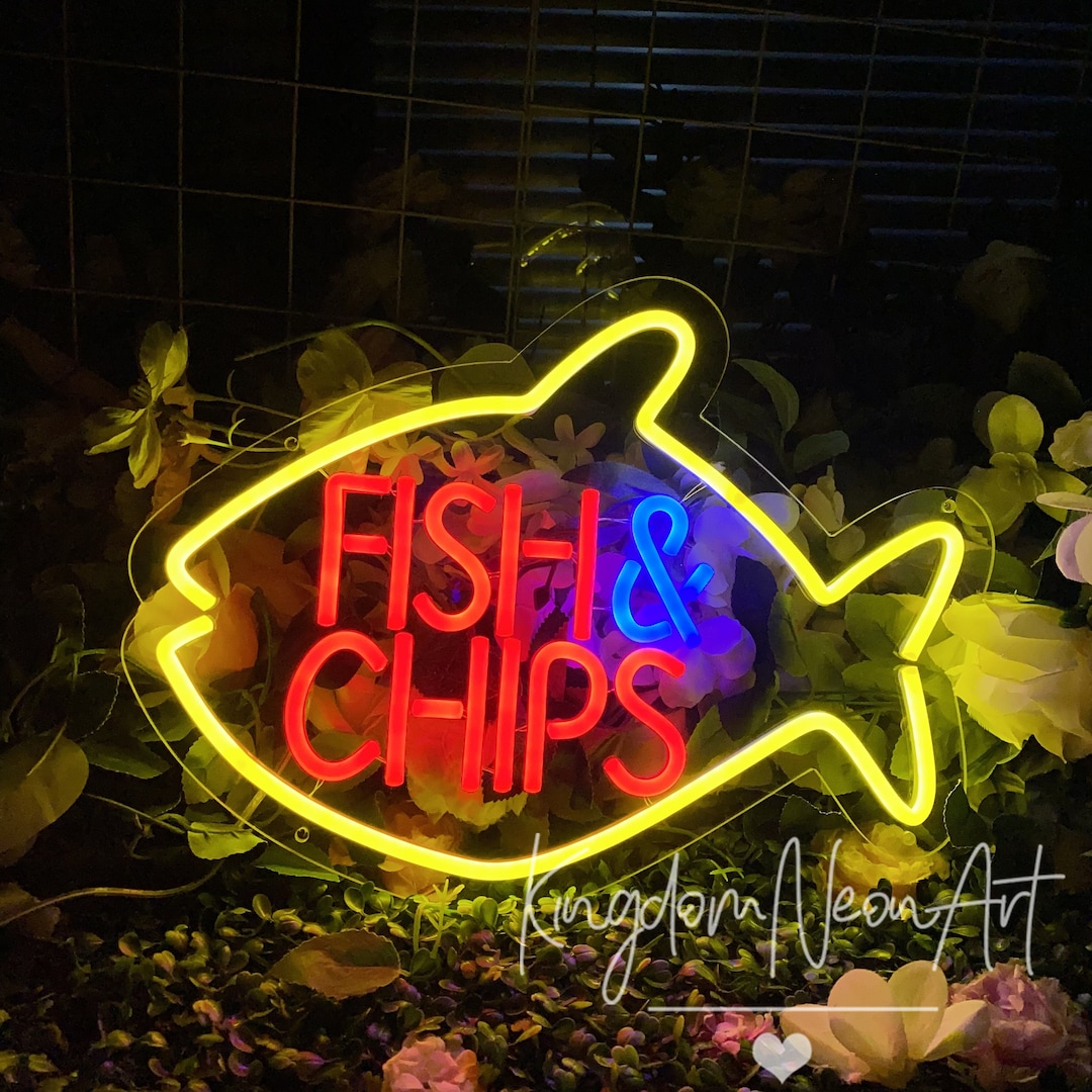 Fish and Chips Neon Sign Custom Neon Sign Fast Food Neon Light British ...