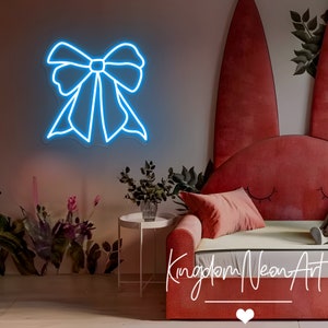 Pink Bow Neon Sign Custom Neon Sign Pink Led Light Girl's Room Decor ...