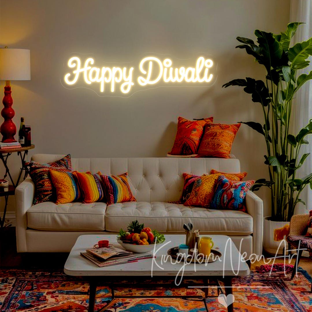 Happy Diwali Neon Sign: Shubh Diya LED Hindu Festival Decor - Etsy