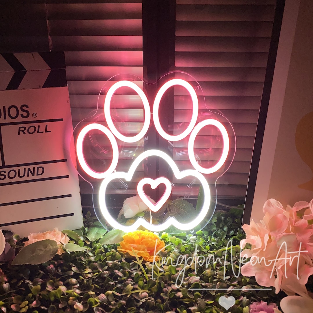 Paw Print Neon Sign Pets Paw Print Custom Neon Sign Animals Led Light ...