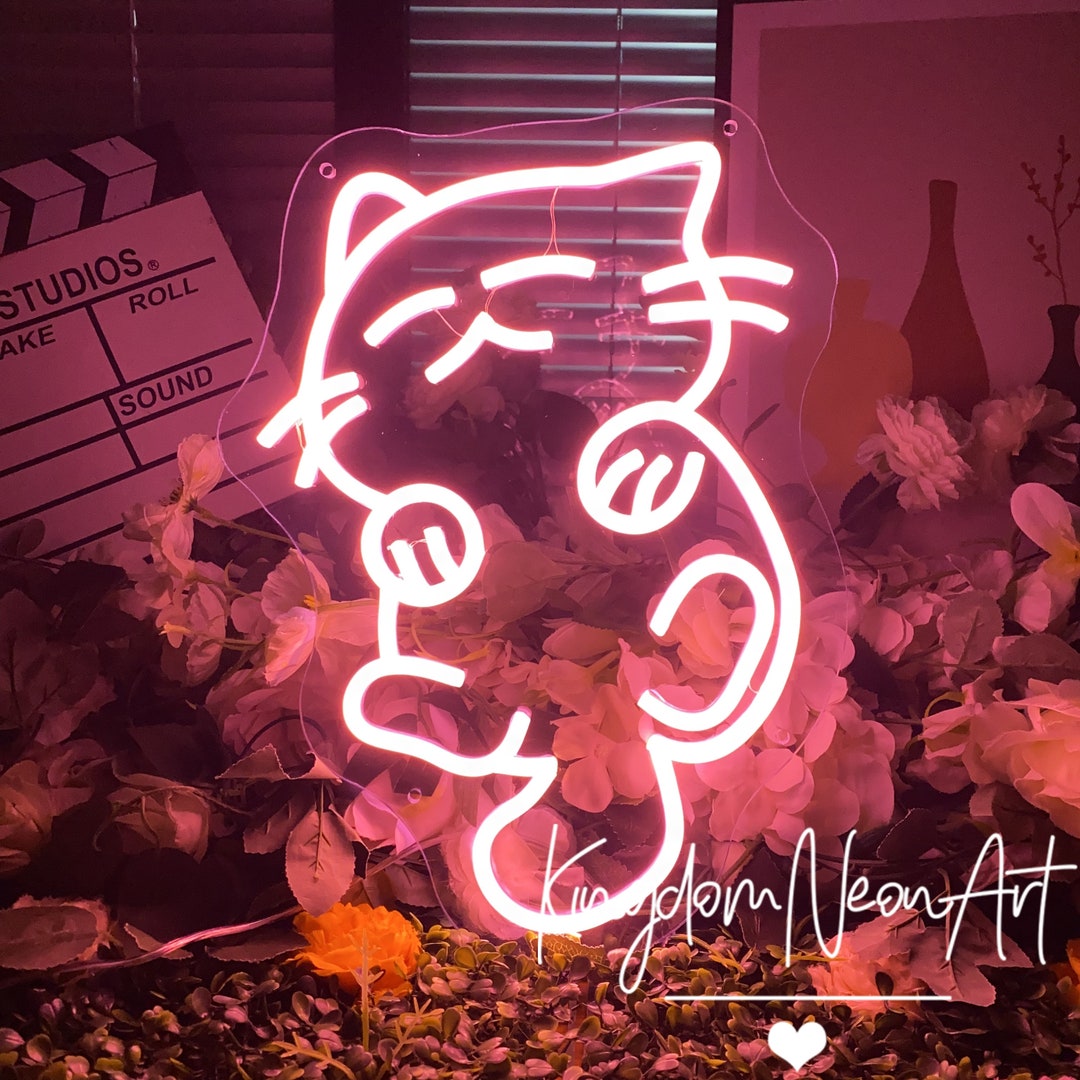 Cute Cat Neon Sign Sleep Cat Neon Sign Animal Custom Neon Sign Animals ...