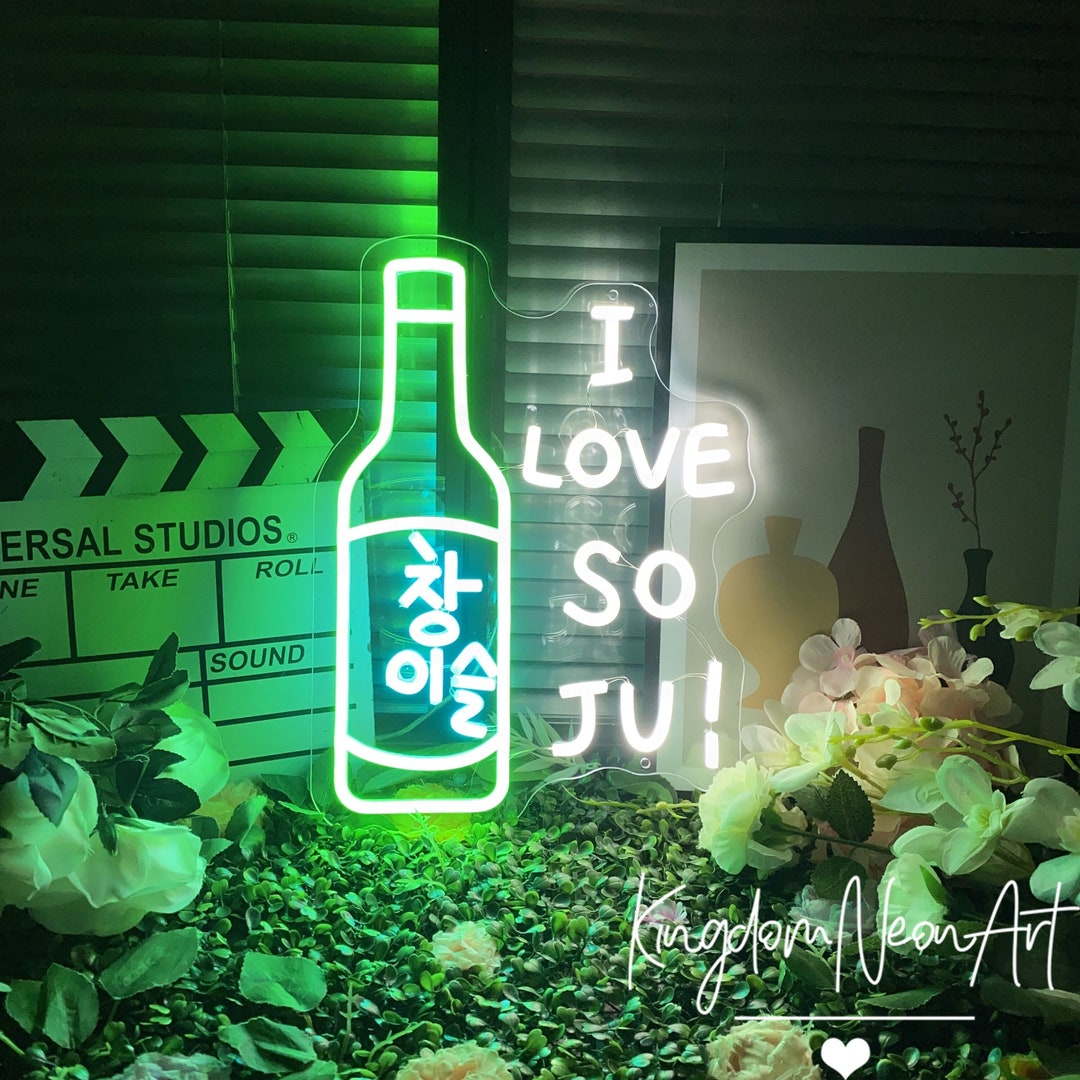 I Love Soju Neon Sign Custom Neon Sign Korean Led Light Korean Bar ...