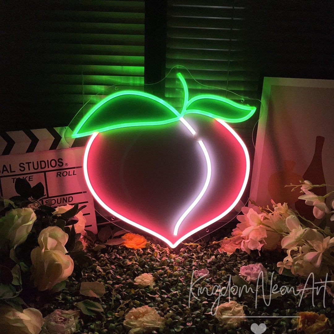Peach Neon Sign Custom Fruit Neon Sign Uv Printing Led Light Fruit Shop ...