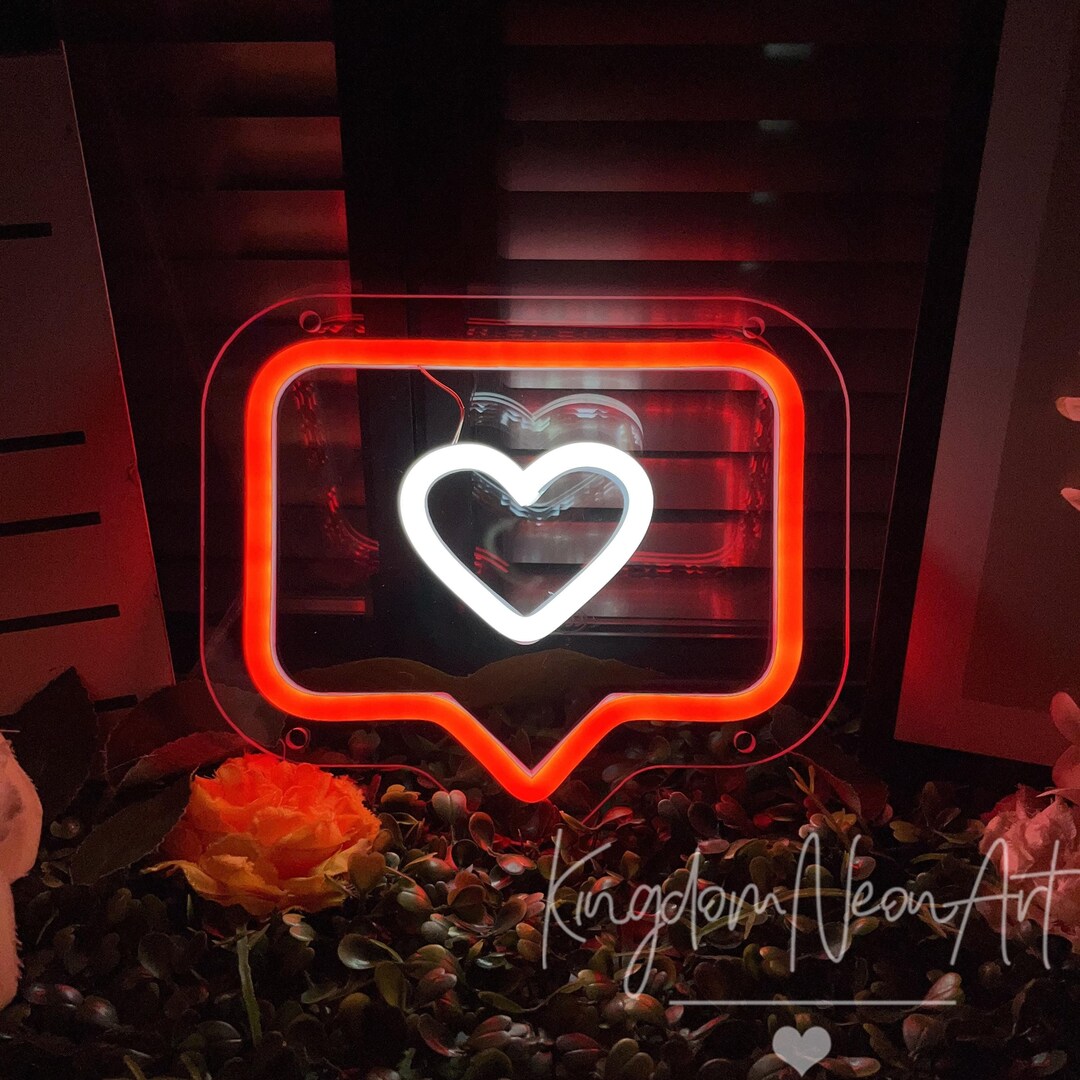 Like Neon Sign Custom Neon Sign Salon Decor Social Media Heart Led ...