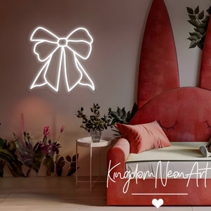 Pink Bow Neon Sign Custom Neon Sign Pink Led Light Girl's Room Decor ...