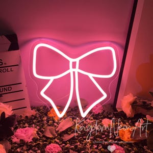 Pink Bow Neon Sign, Custom LED Light, Girls Room Decor - Etsy