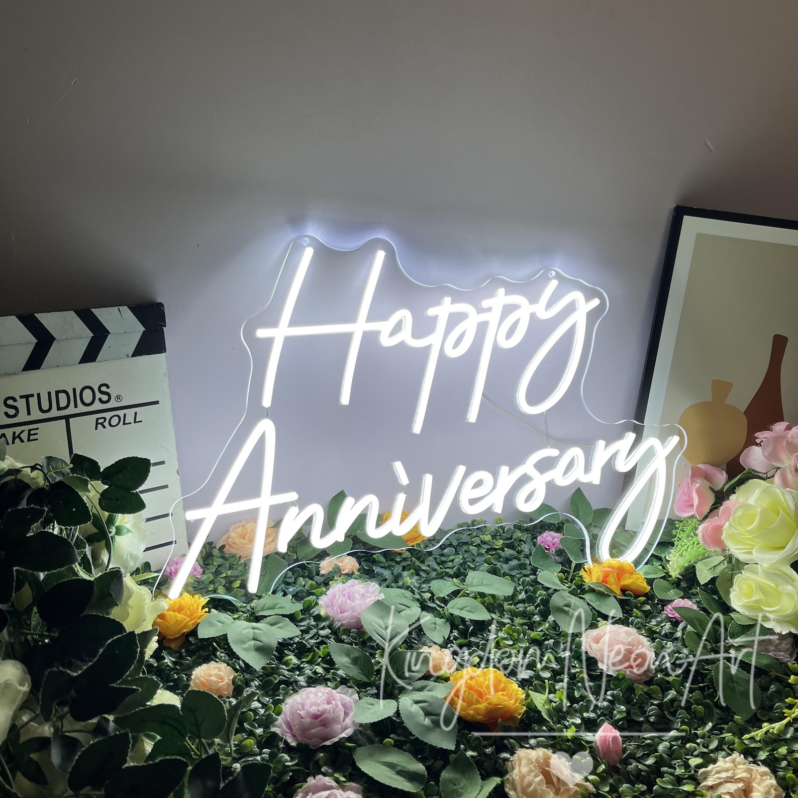 Happy Anniversary Neon Sign: Custom LED Wedding Decor - Etsy