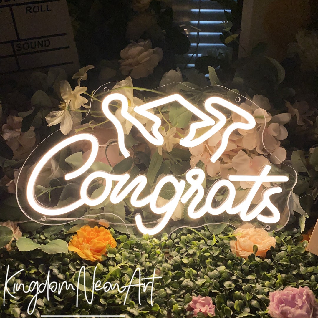 Congrats Neon Sign Custom Neon Sign Graduation Party Decor Led Light ...