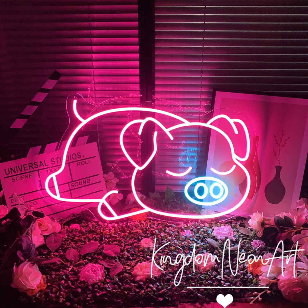 Sleep Pig Neon Sign Custom Animal Neon Sign Led Light Bedroom Home Wall ...