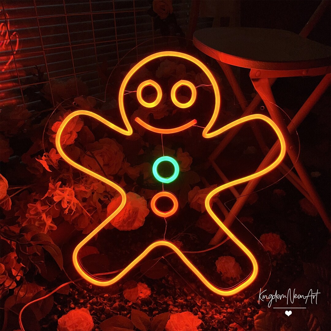 Gingerbread Man Christmas Neon Sign,custom Led Light,santa Decor,home ...