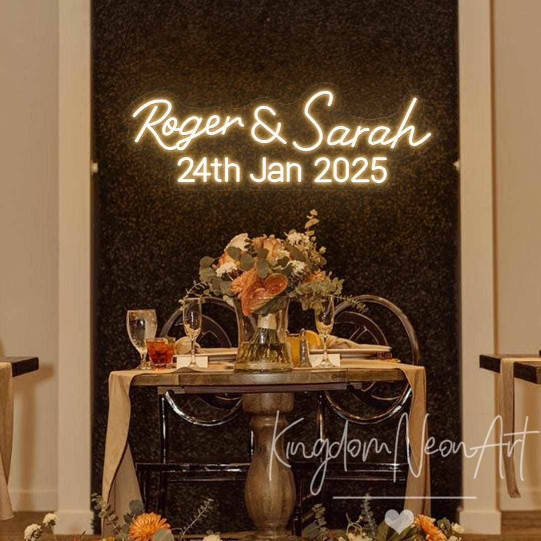 Custom Couple Name Neon Sign Couple Name With Date Wedding Neon Sign ...