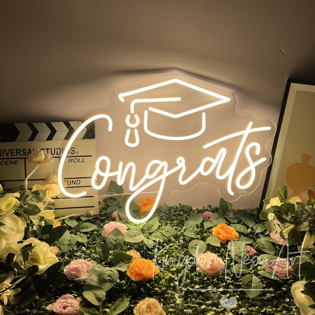 Congrats Neon Sign Custom Neon Light Graduation Party College Prom ...
