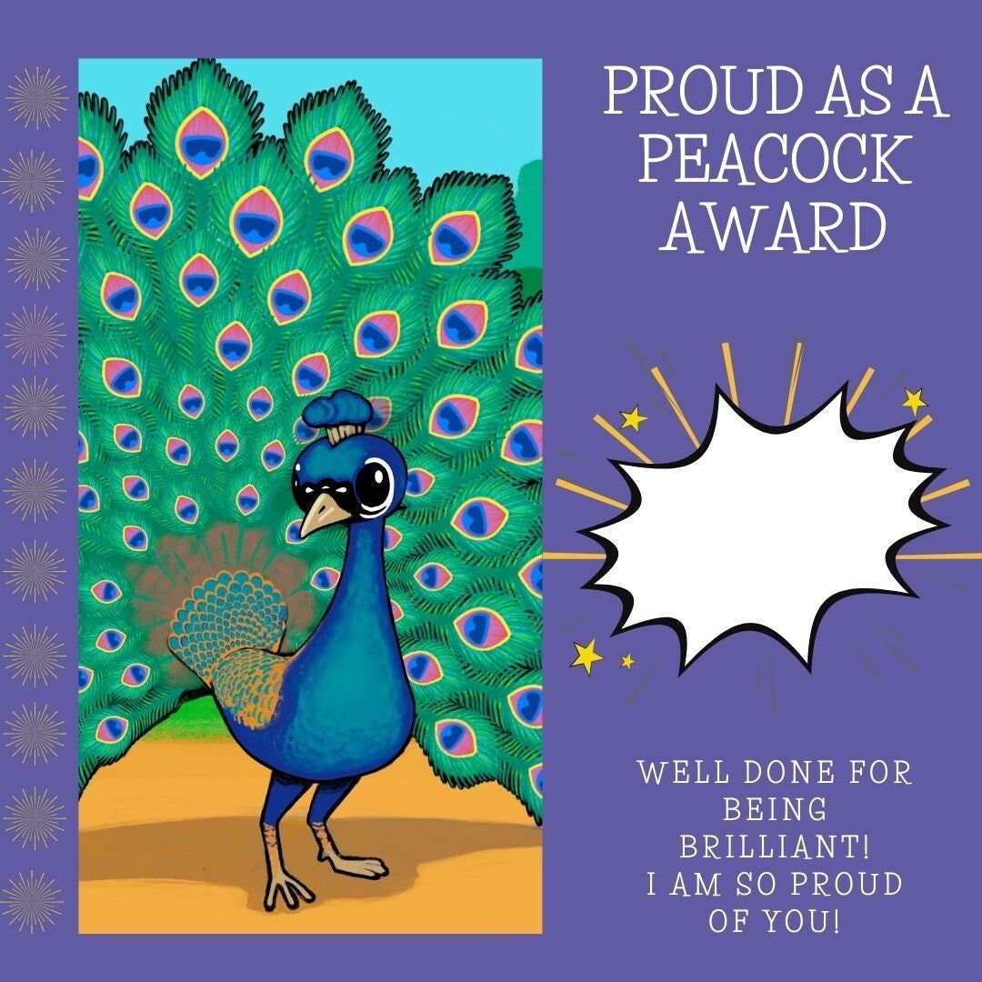 Proud as a Peacock, Certificate, Class Award, Celebration Certificate ...