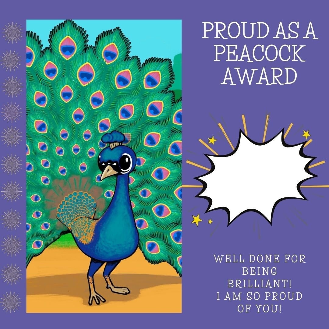 Proud as a Peacock, Certificate, Class Award, Celebration Certificate ...