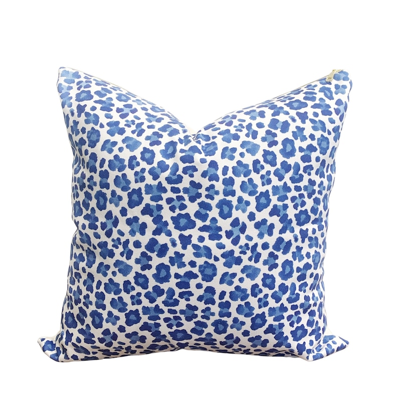 Blue Leopard Pillow - Etsy