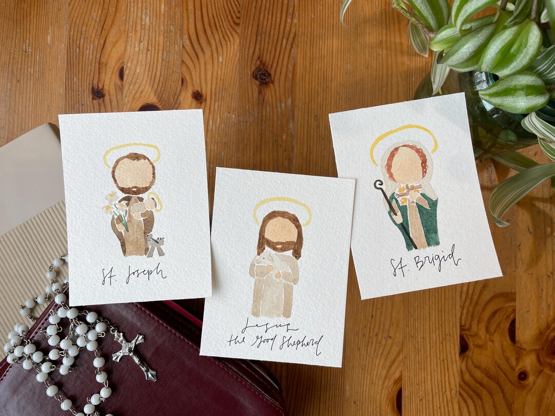 Watercolor Saint Prints L 3 by 4” L Saint Prayer Cards L Catholic Gifts ...