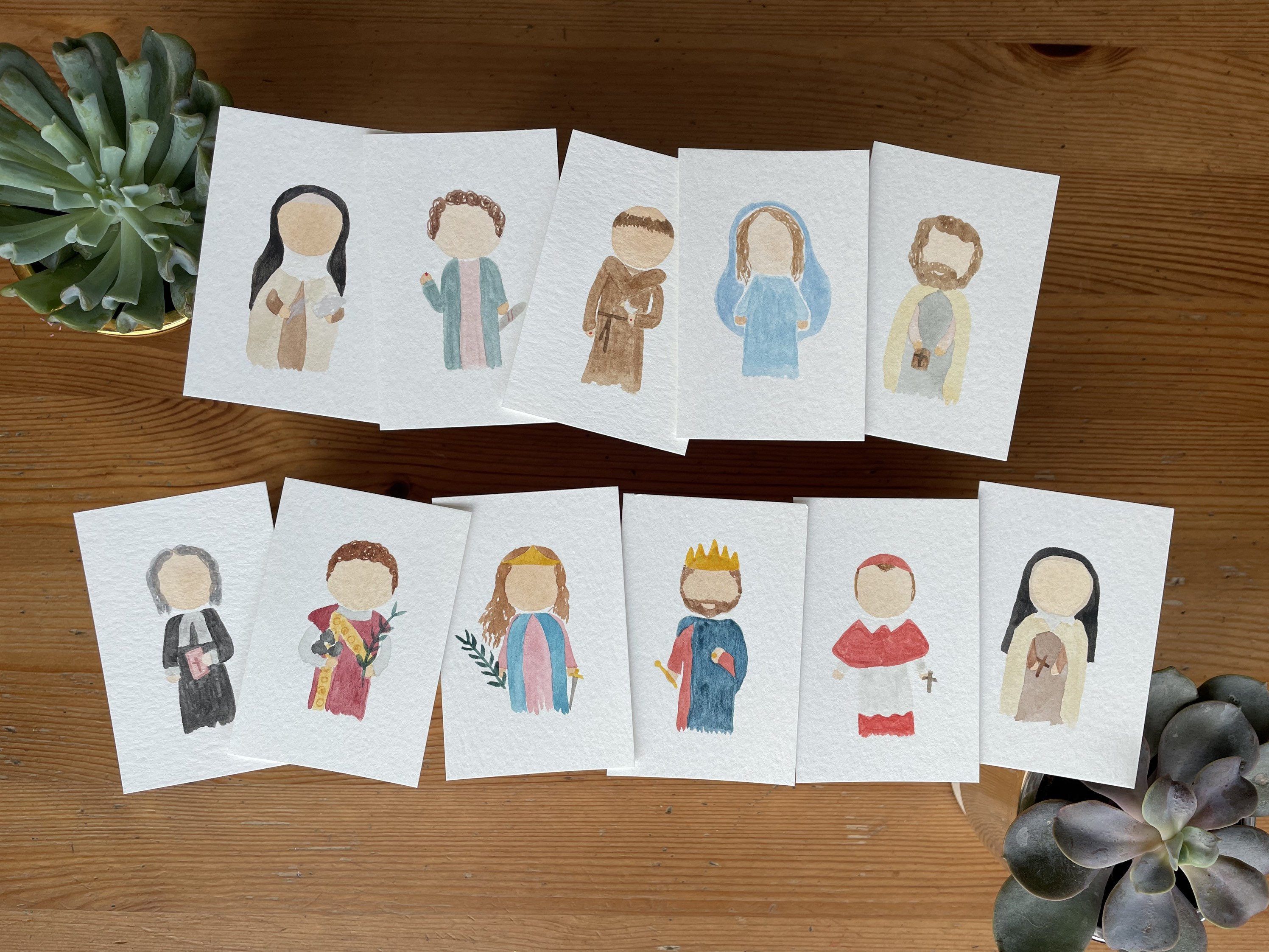 Mini Watercolor Catholic Saint Cards L Catholic Gift L Prayer Cards L ...