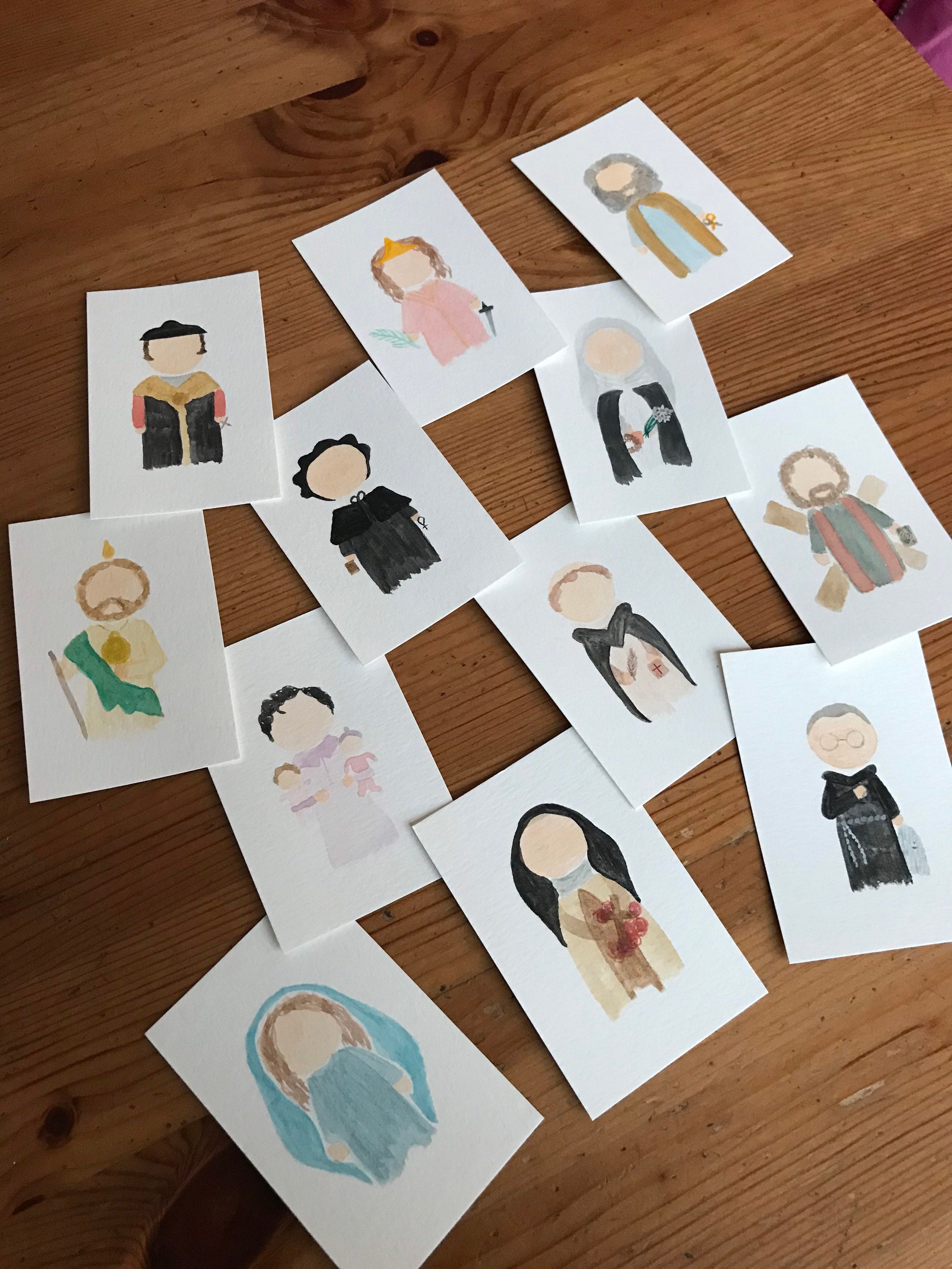 Mini Watercolor Catholic Saint Cards L Catholic Gift L Prayer Cards L ...