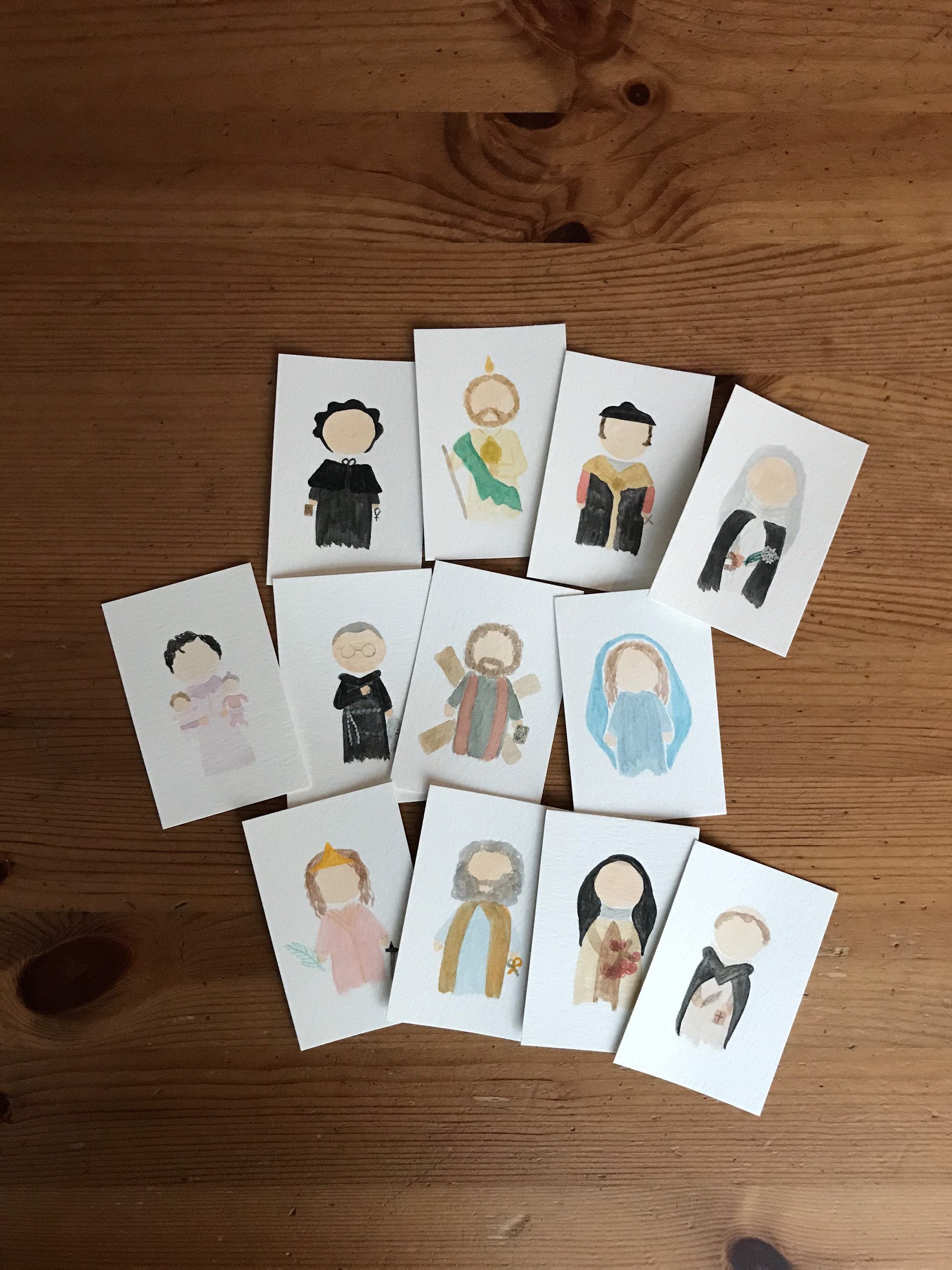 Mini Watercolor Catholic Saint Cards L Catholic Gift L Prayer Cards L ...