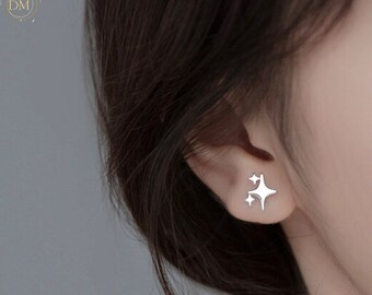Tiny Star Stud Earrings for Women / 925 Sterling Silver Earrings / 3mm ...