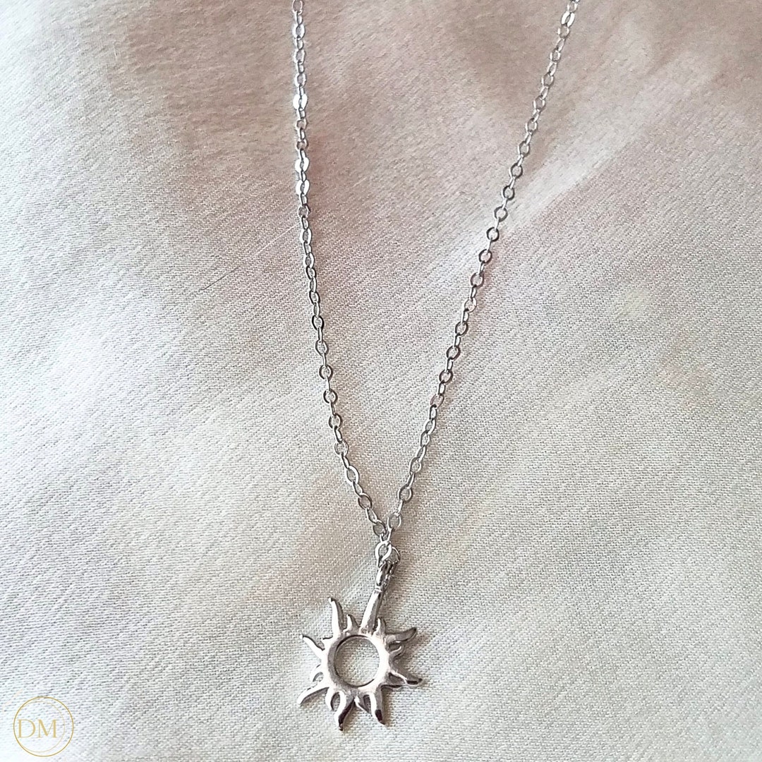 Real Solid 925 Sterling Silver Sun Charm Necklace Ethnic - Etsy