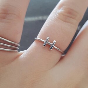 Sterling Silver Initial Letter Ring, Alphabet A-Z Band Ring, Name Ring ...