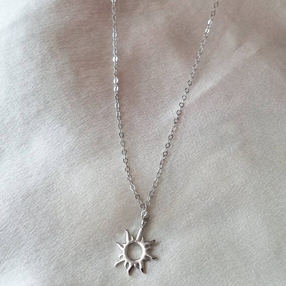 Real Solid 925 Sterling Silver Sun Charm Necklace Ethnic - Etsy