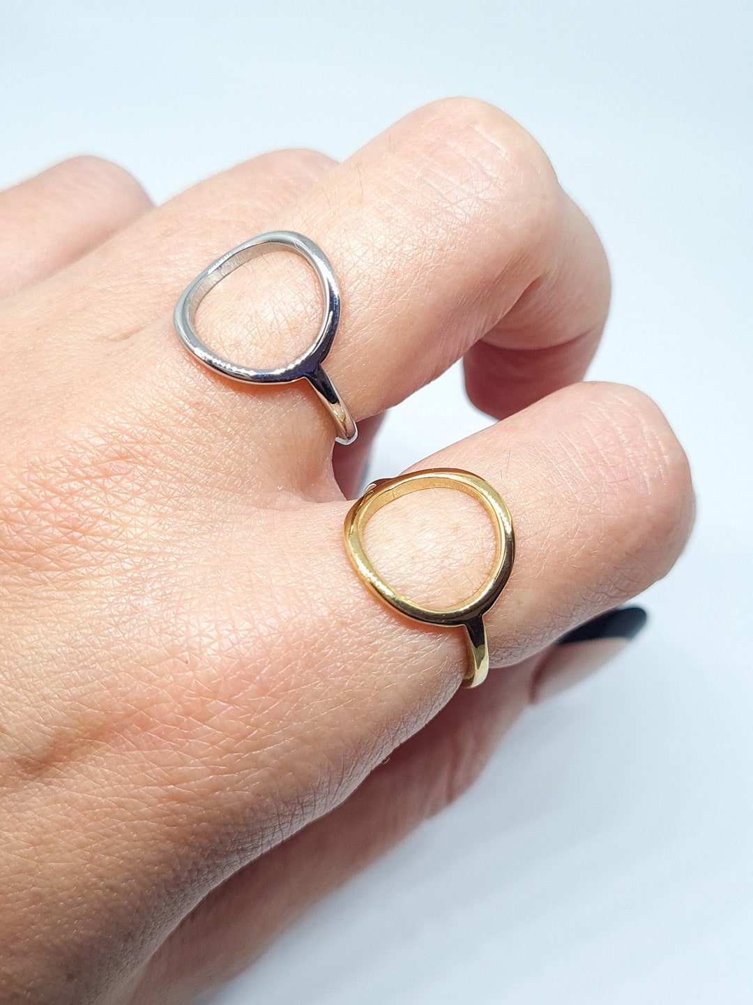 Open Circle Ring Geometric Ring Minimalist Stack Ring - Etsy