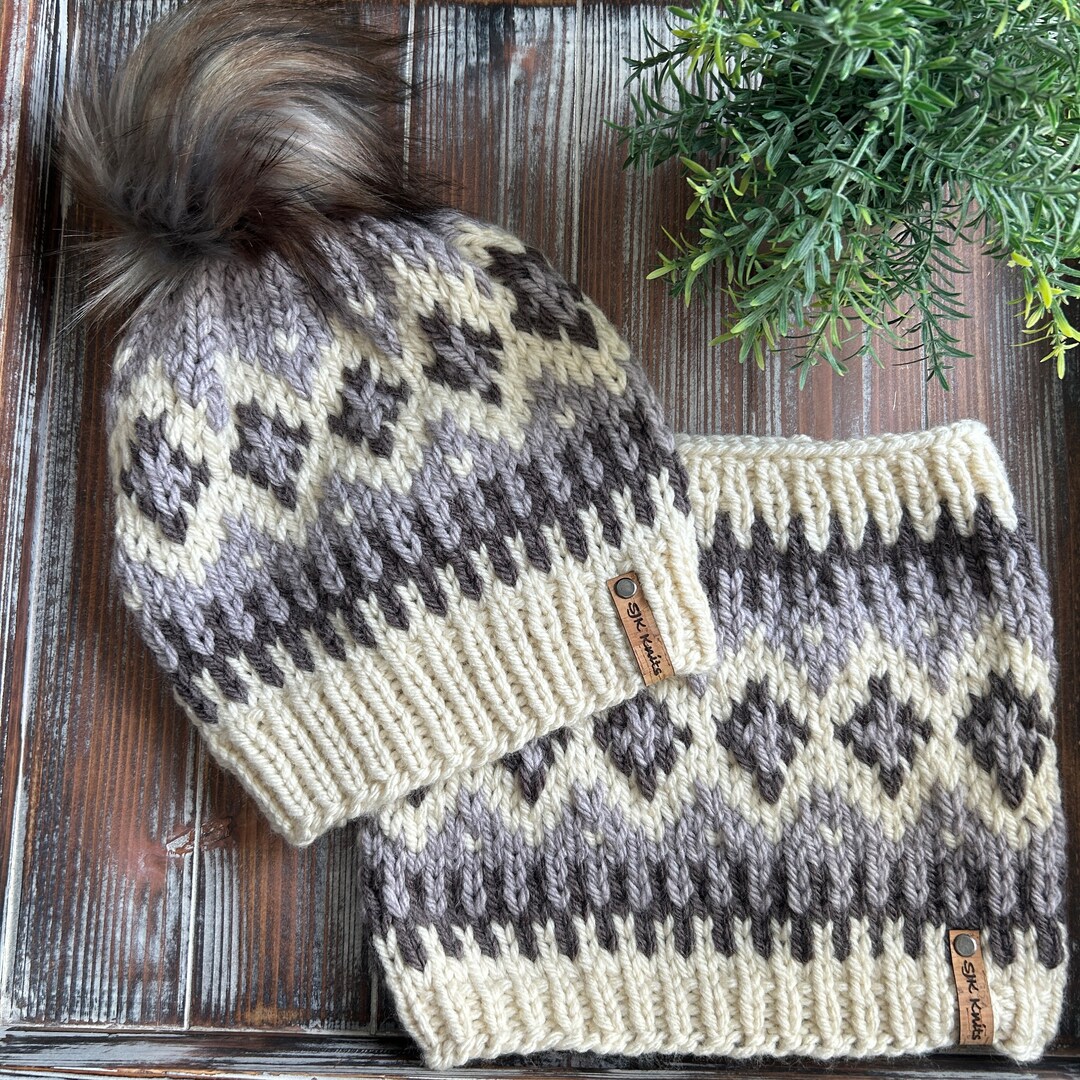 Castle Danger Hat & Cowl Set / Fair Isle Knit Hat Cowl / Socal Made ...