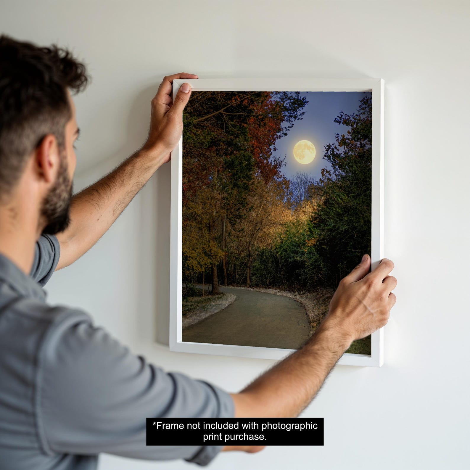 Fall Hunter's Moon Photograph, Autumn Landscape Photography Print - Etsy