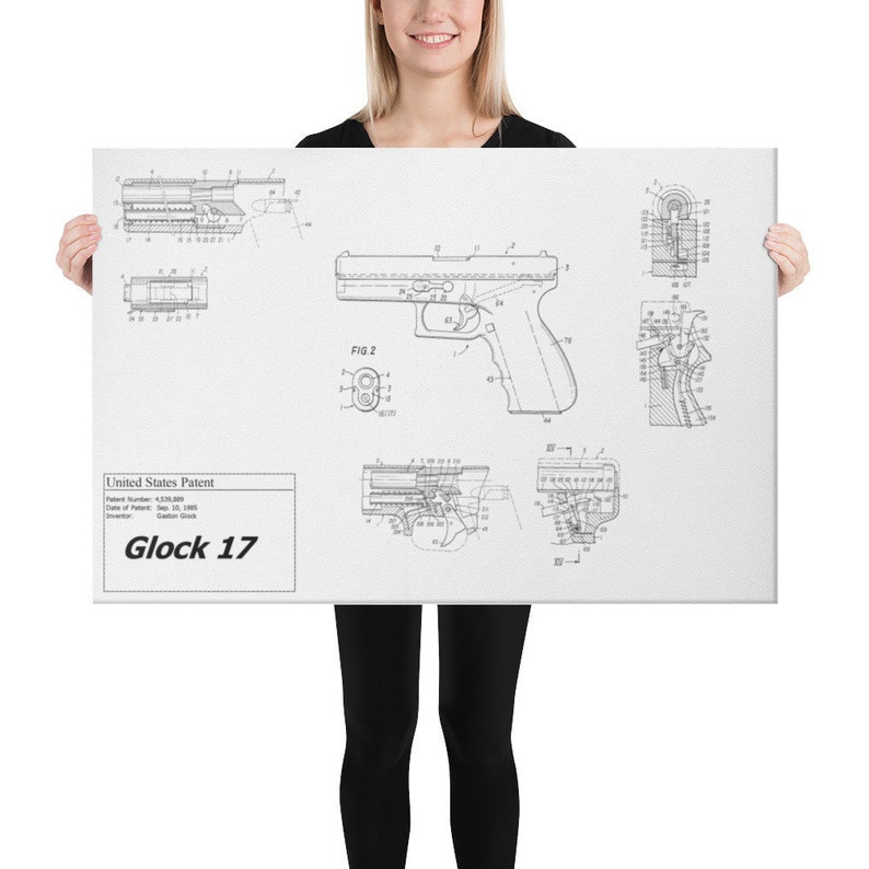 Glock 17 Canvas Print, Technical Drawing - Etsy