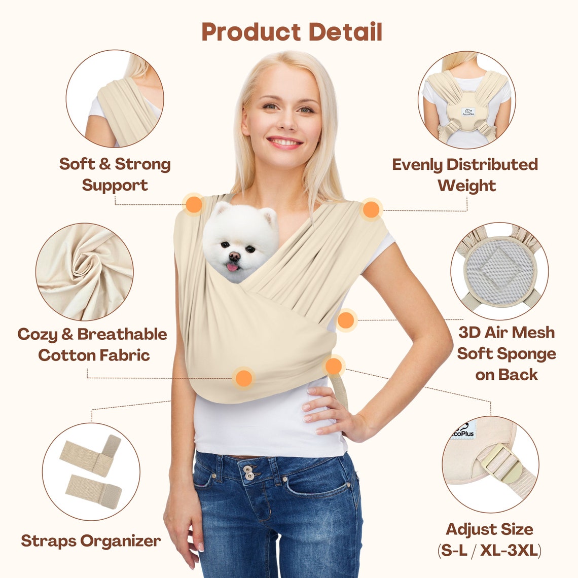 Adjustable Dog Sling Carrier for Small Dogs, Dog Carrier, Cat Carrier ...