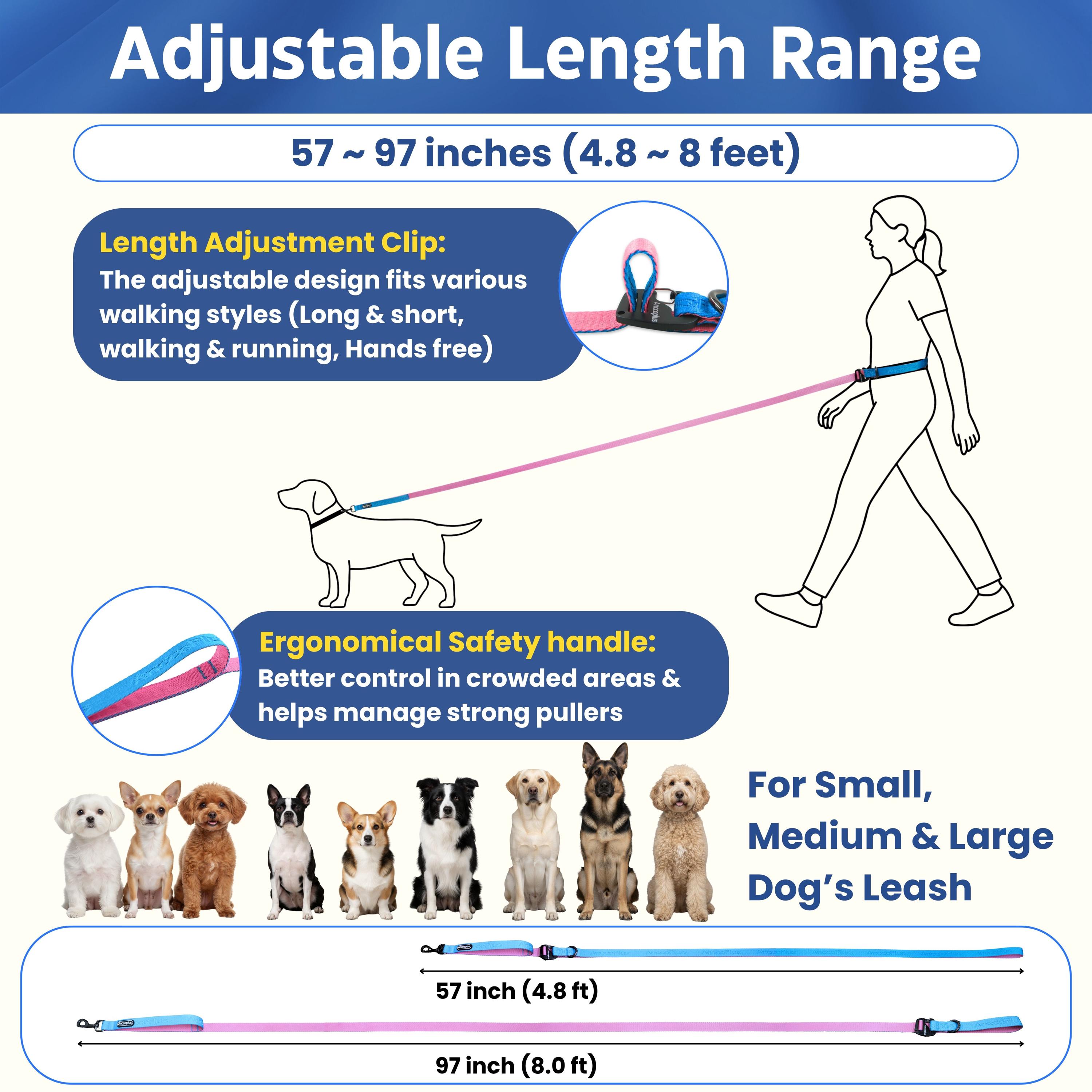 Hands Free Dog Leash, Crossbody Dog Leash, Ultralight Adjustable ...