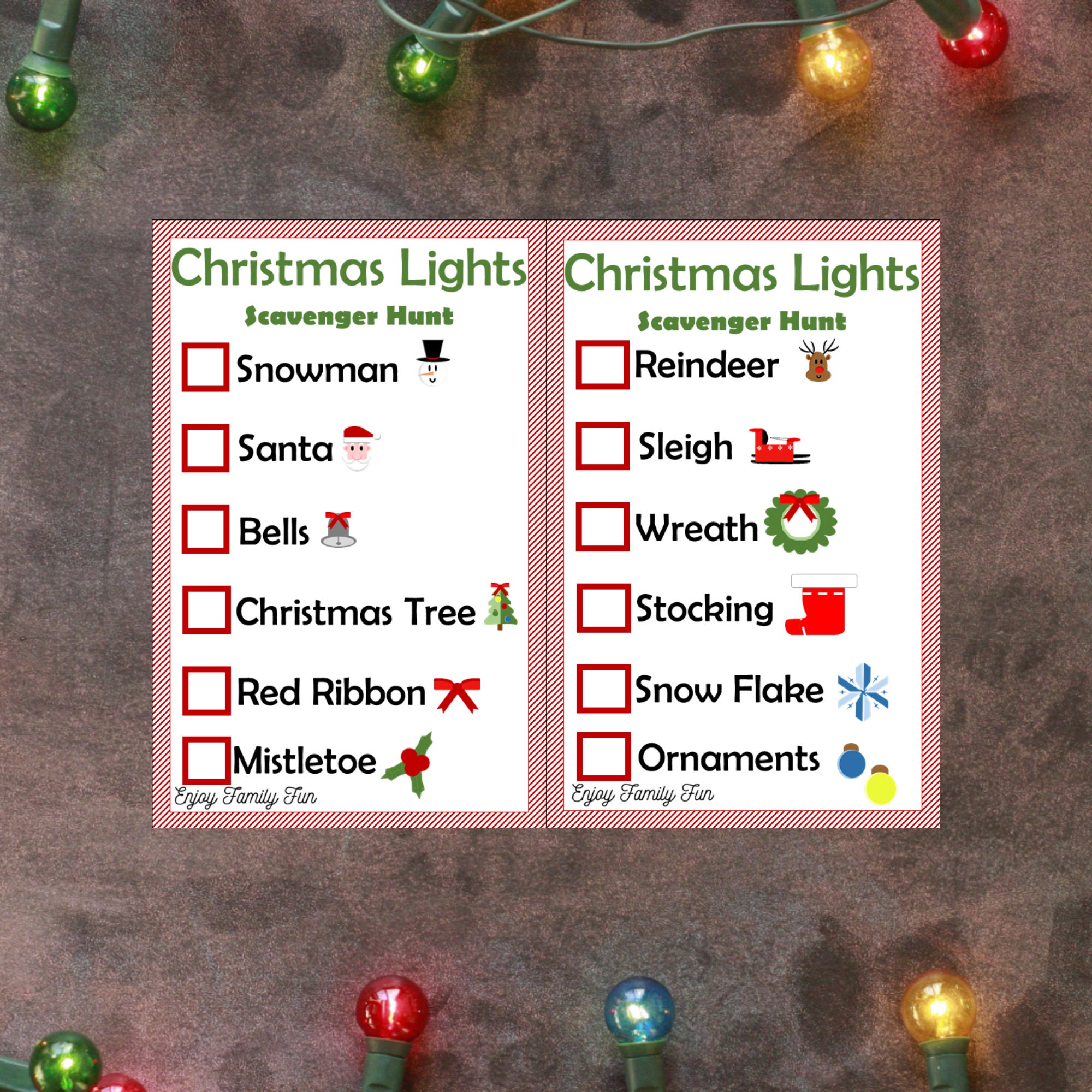 Christmas Lights Scavenger Hunt, Printable, Instant Download, Family ...