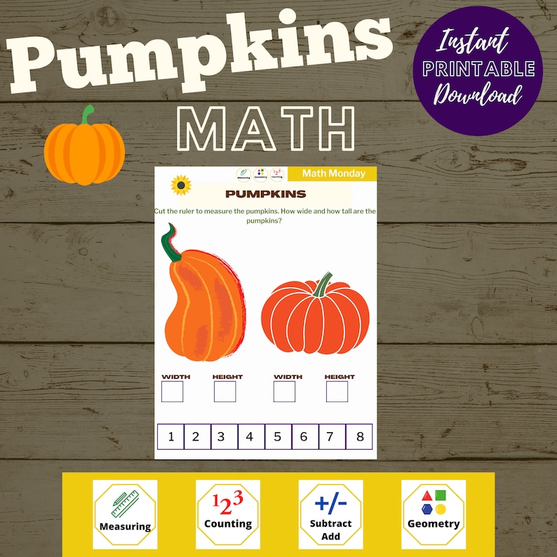 Homeschool Printable Pumpkins-hands on Activities-math Story - Etsy
