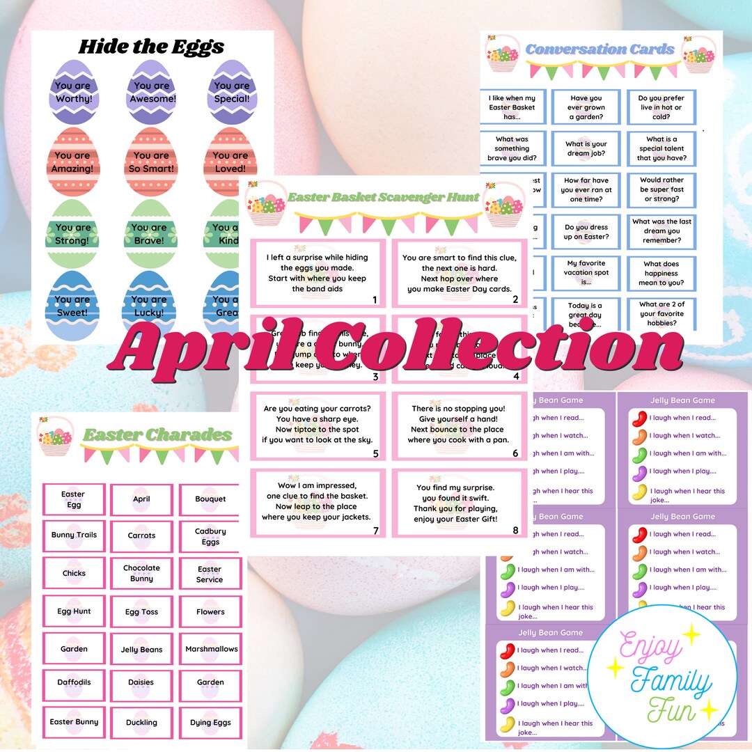 Easter Activity Bundle-scavenger Hunt, Hide the Eggs, Charades, Dinner ...