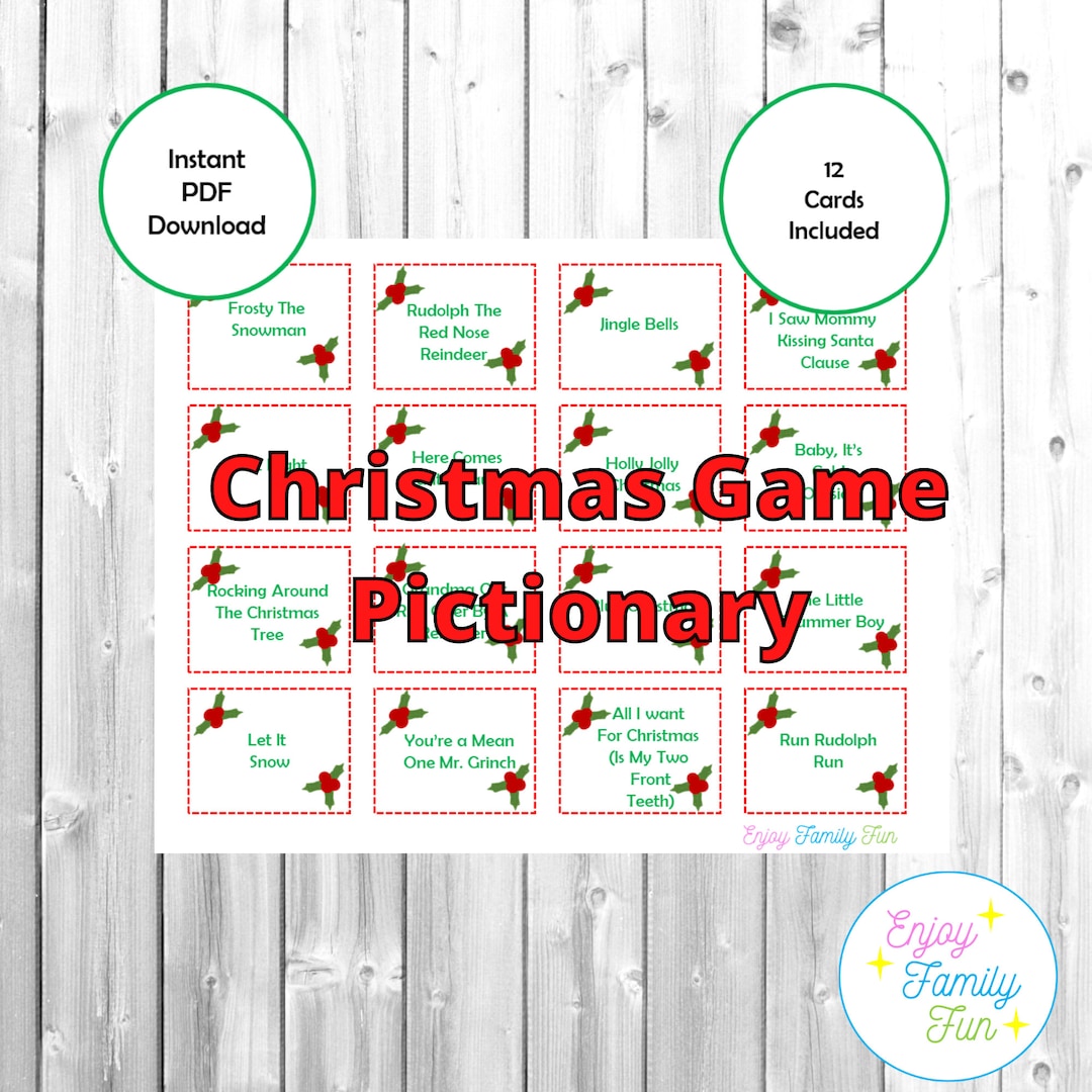 Christmas Game Pictionary. Instant Download. 16 Game Cards. Kid and ...