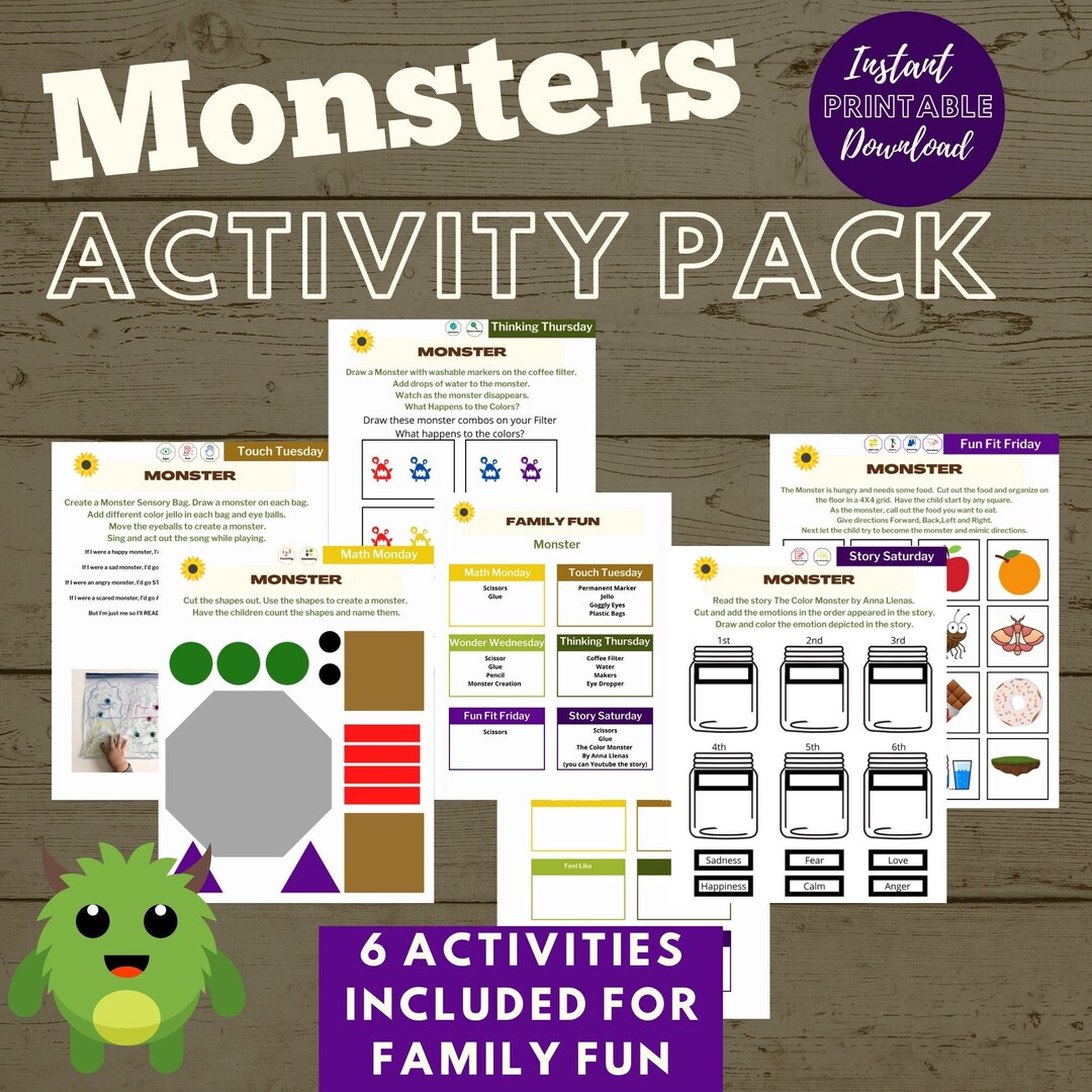 Homeschool Printable Monsters-hands on Activities-math, Story, Science ...