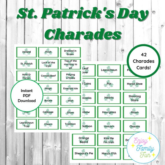 St Patrick's Day Game Charades Instant Download. 42 | Etsy
