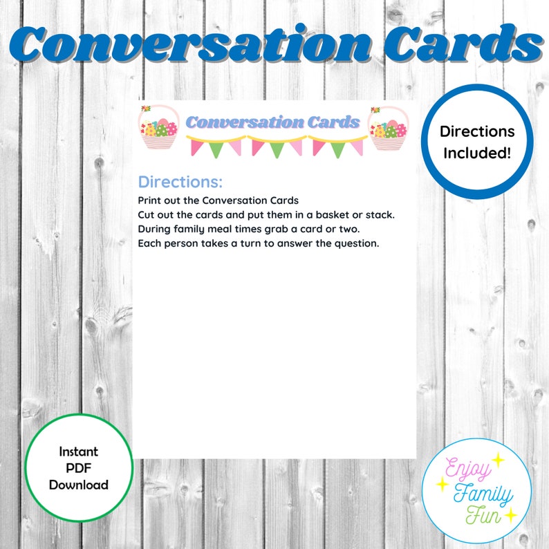 April and Easter Conversation Cards-family Dinner & Meal Time-questions ...