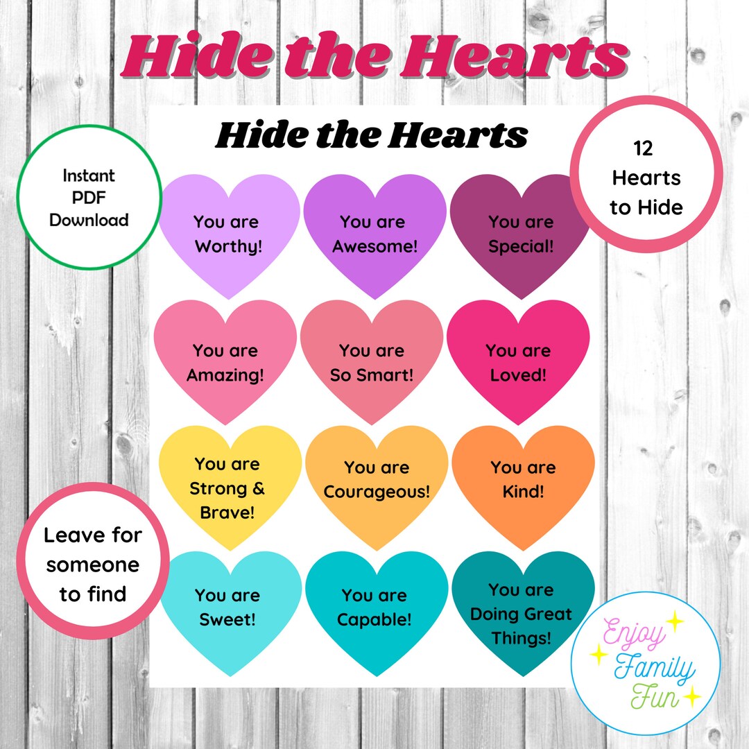 Valentine's Day Hearts With Encouraging Message-perfect for Classroom ...