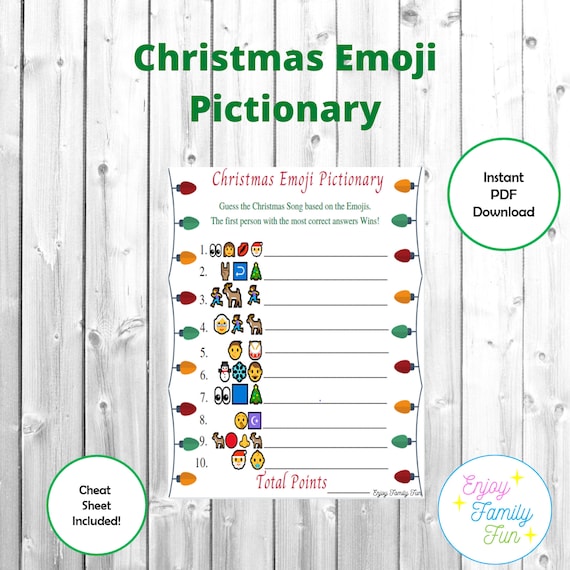 Christmas Emoji Pictionary Game Instant Printable Download | Etsy