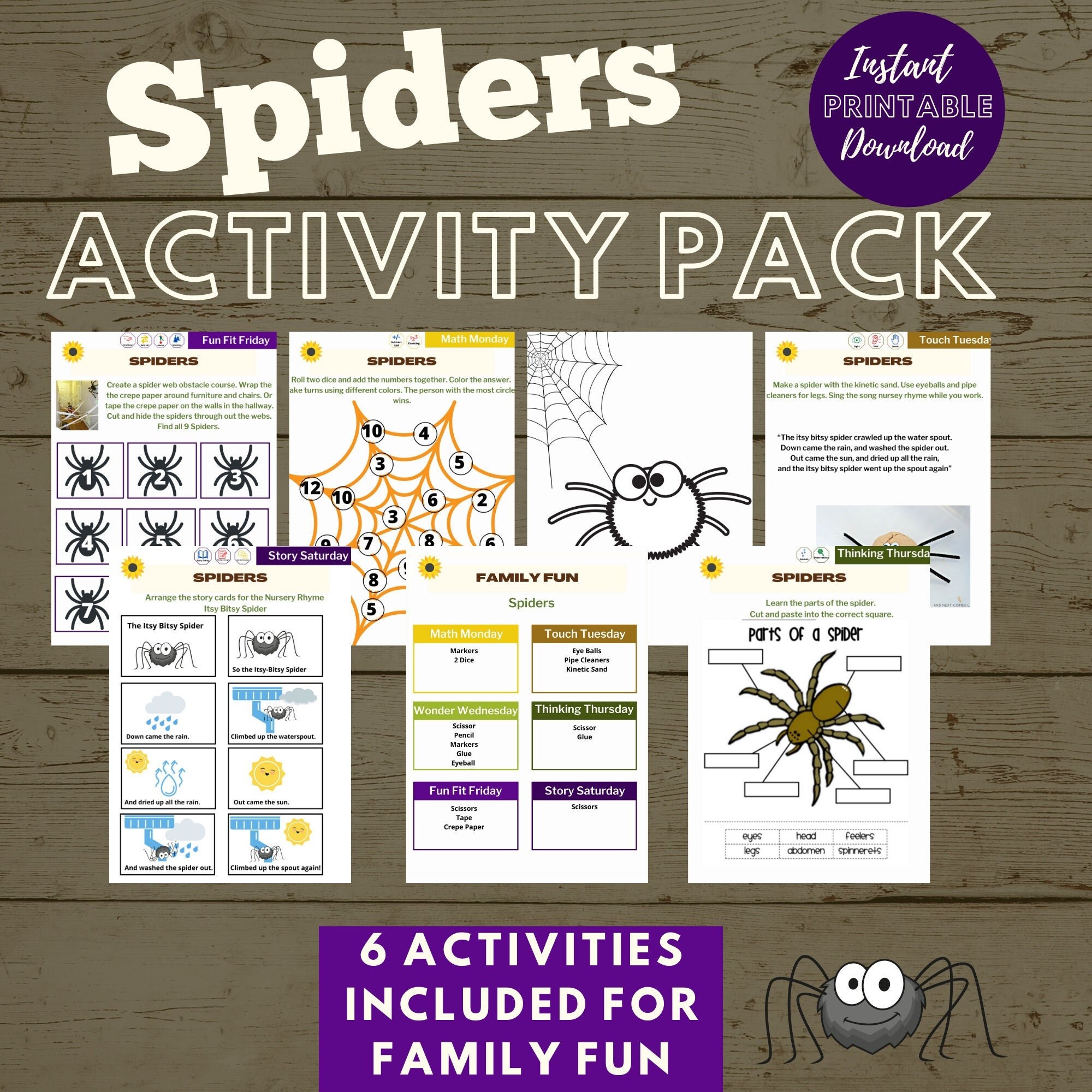Homeschool Printable Spiders-hands on Activities-math, Story, Science ...