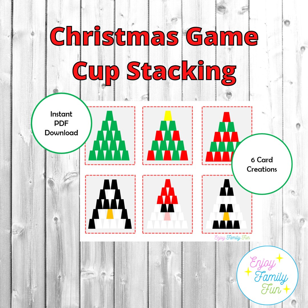 Christmas Game Cup Stacking Creation-classroom Minute It Win It Game - Etsy