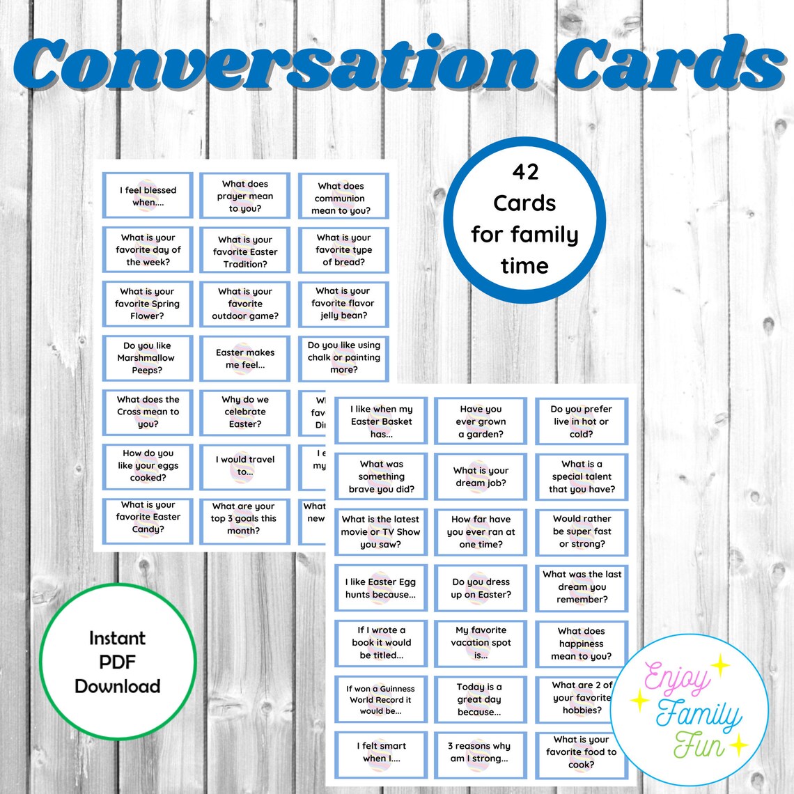 April and Easter Conversation Cards-family Dinner & Meal Time-questions ...