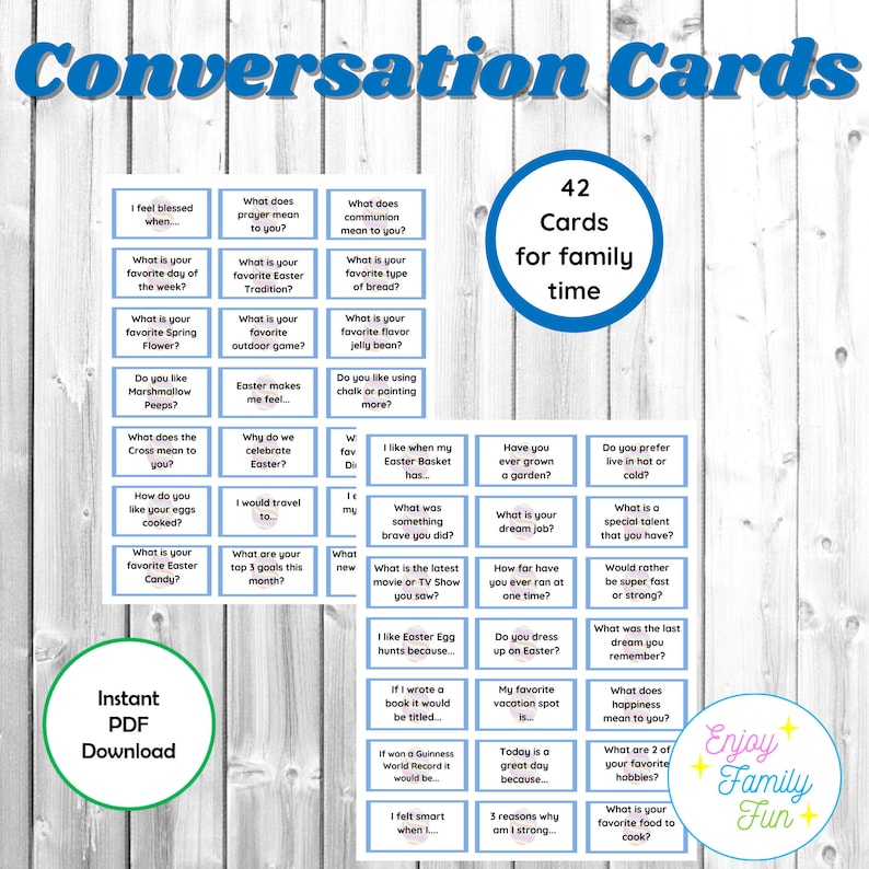 April and Easter Conversation Cards-family Dinner & Meal Time-questions ...